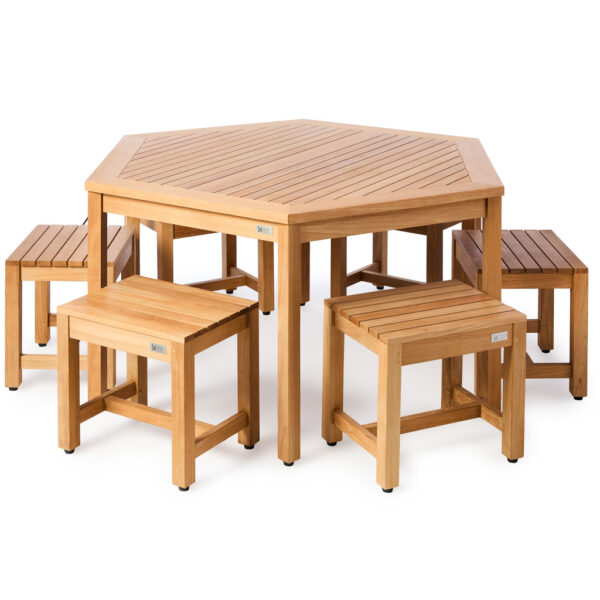 Cumberland Hexagonal Table | Jati Furniture | Outdoor Teak Furniture
